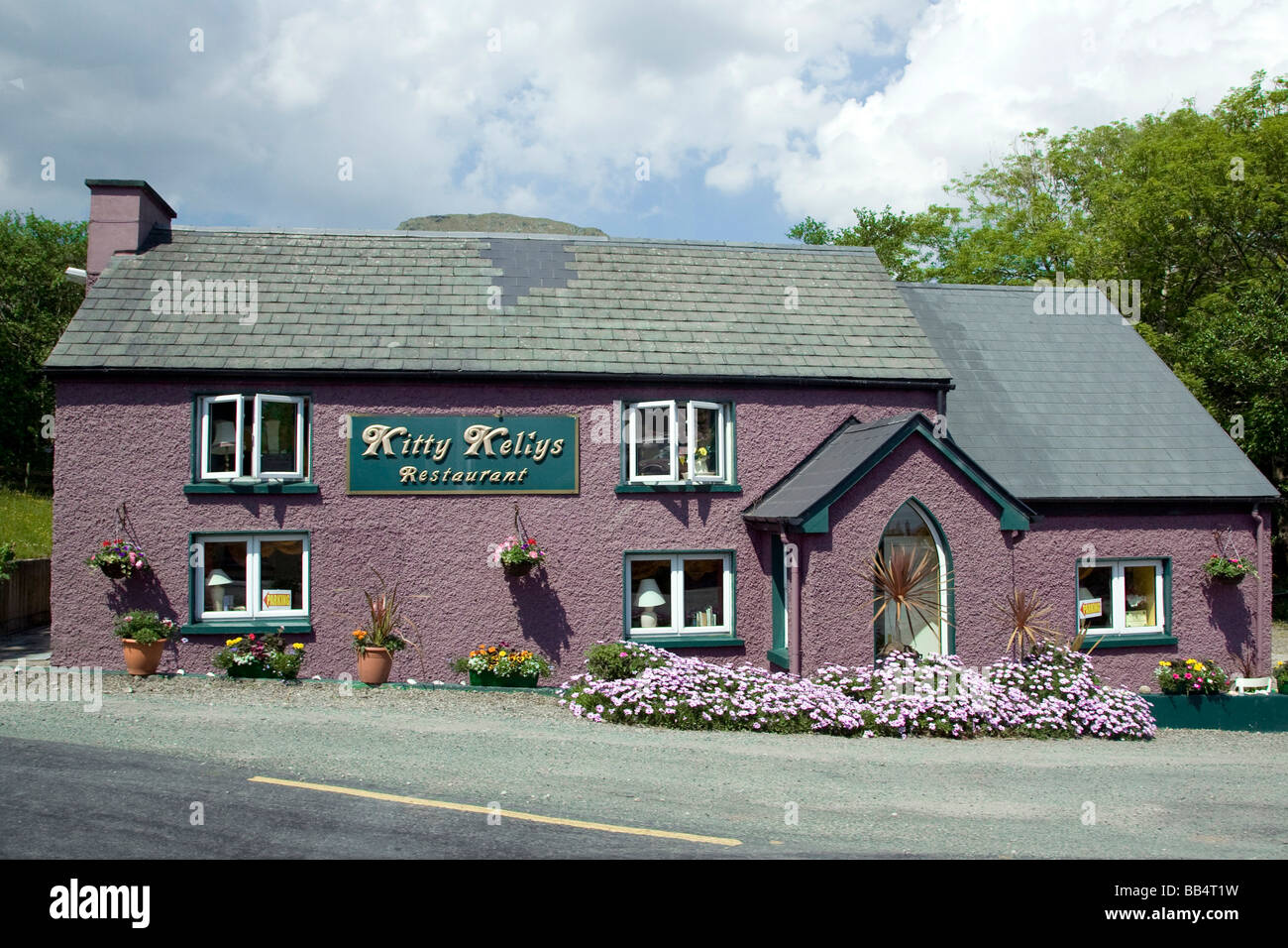 Europe, Ireland, Killybegs. Storefront of Kitty Kelly's Restaurant ...