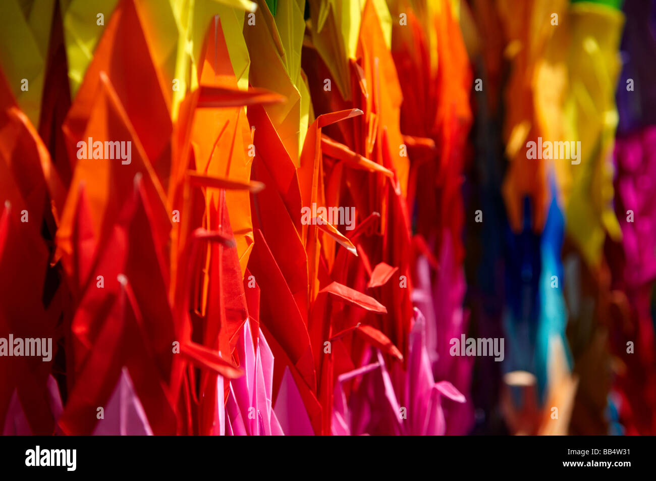 Colourful paper cranes at The Children's Peace Memorial inspired by ...