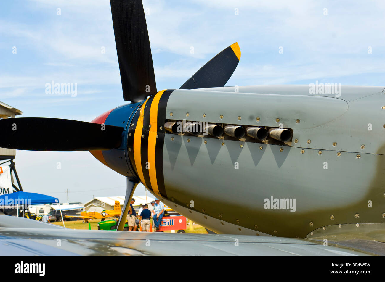 Supermarine Spitfire RAF Fighter, nose section at the air show Stock ...