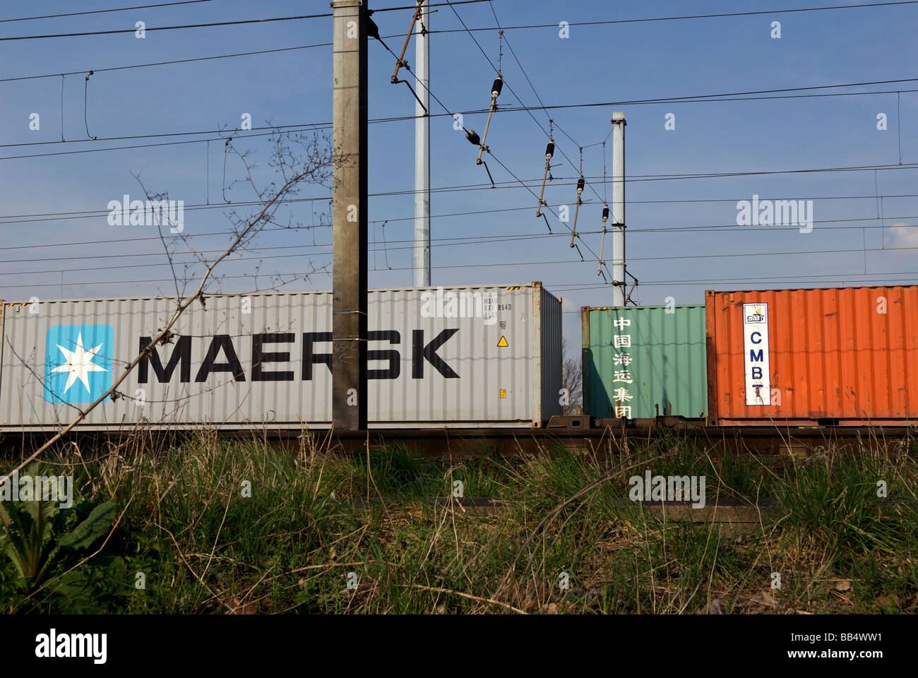 Maersk rail freight containers hi-res stock photography and images - Alamy
