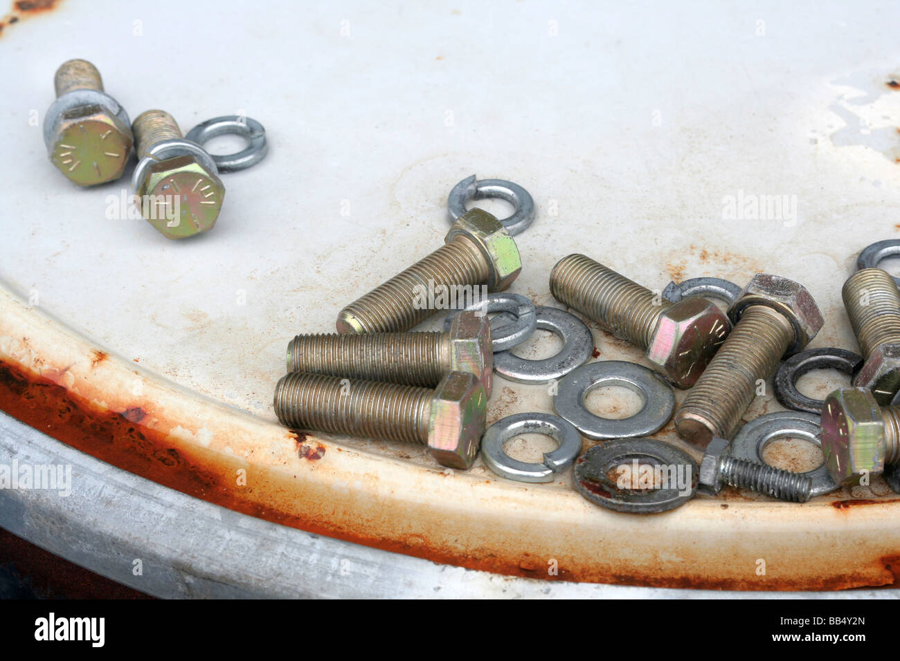 Steel bolts and washers Stock Photo - Alamy