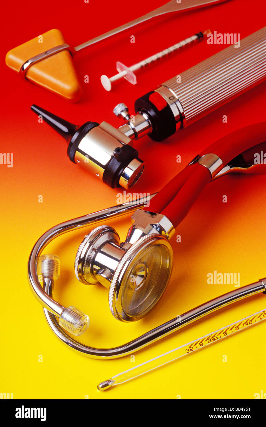 Stethoscope and medical tools Stock Photo - Alamy