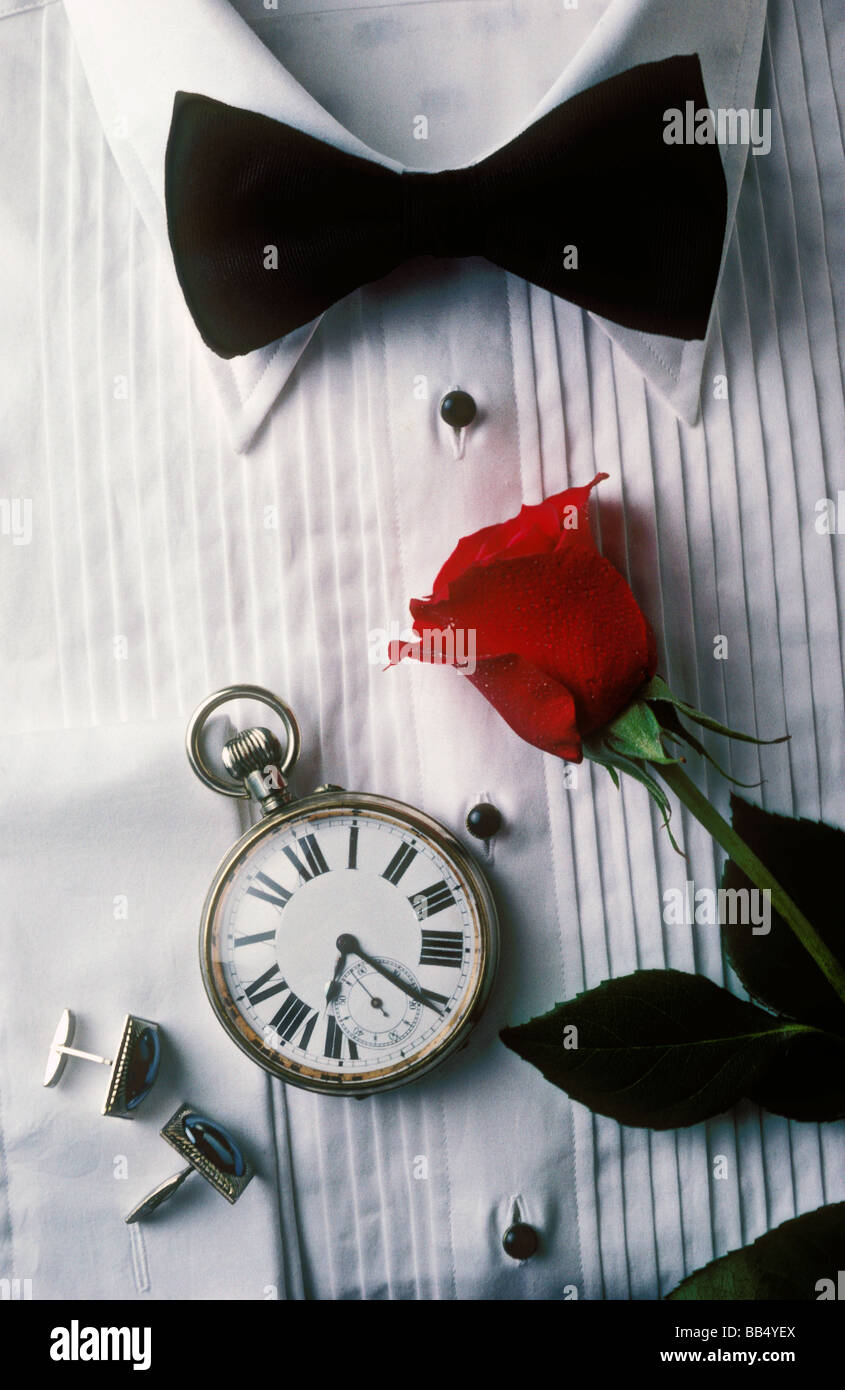Tuxedo with red rose Stock Photo - Alamy