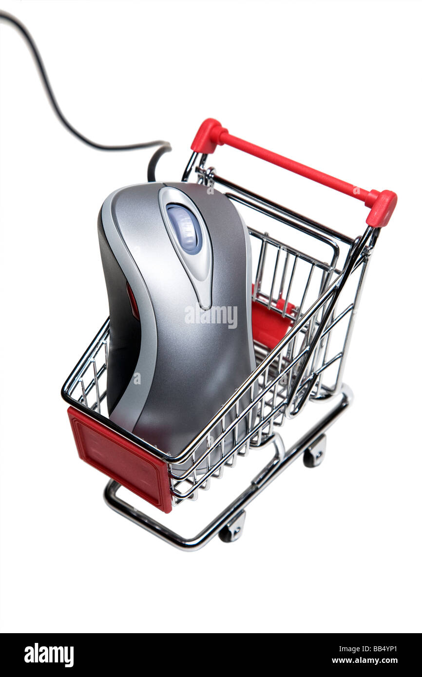 Computer mouse in a miniature-shopping cart Stock Photo - Alamy