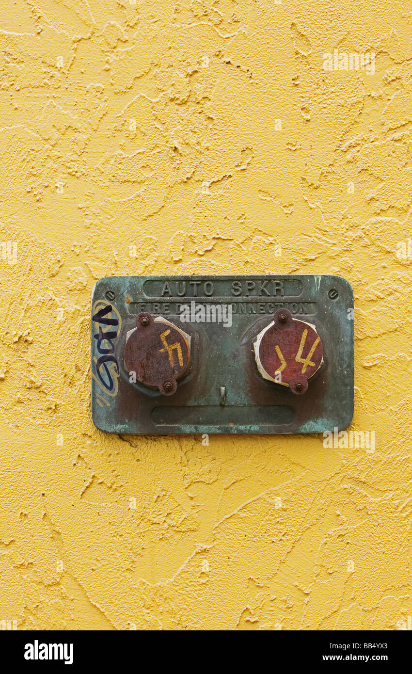 fire department house connector on building wall Stock Photo - Alamy
