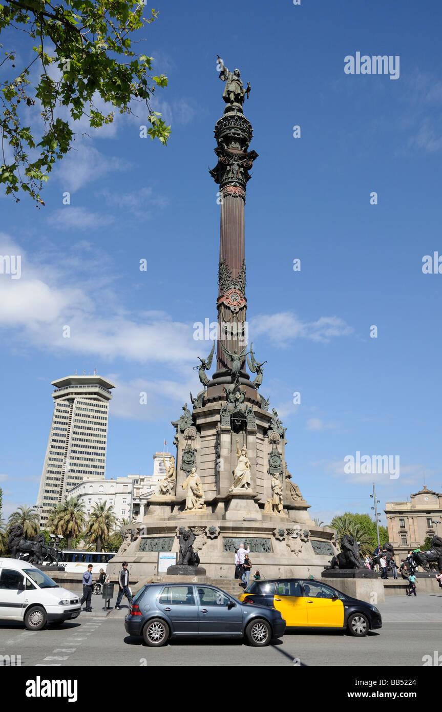 Columbus monument statue barcelona spain la rambla hi-res stock ...