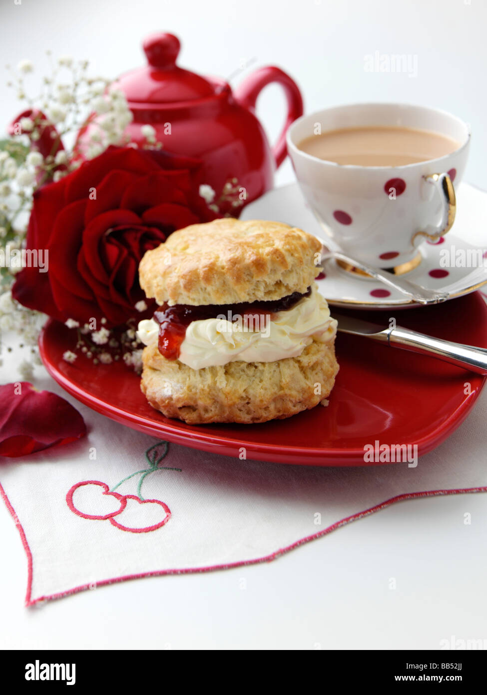 Home baked scones jam clotted cream hi-res stock photography and images ...