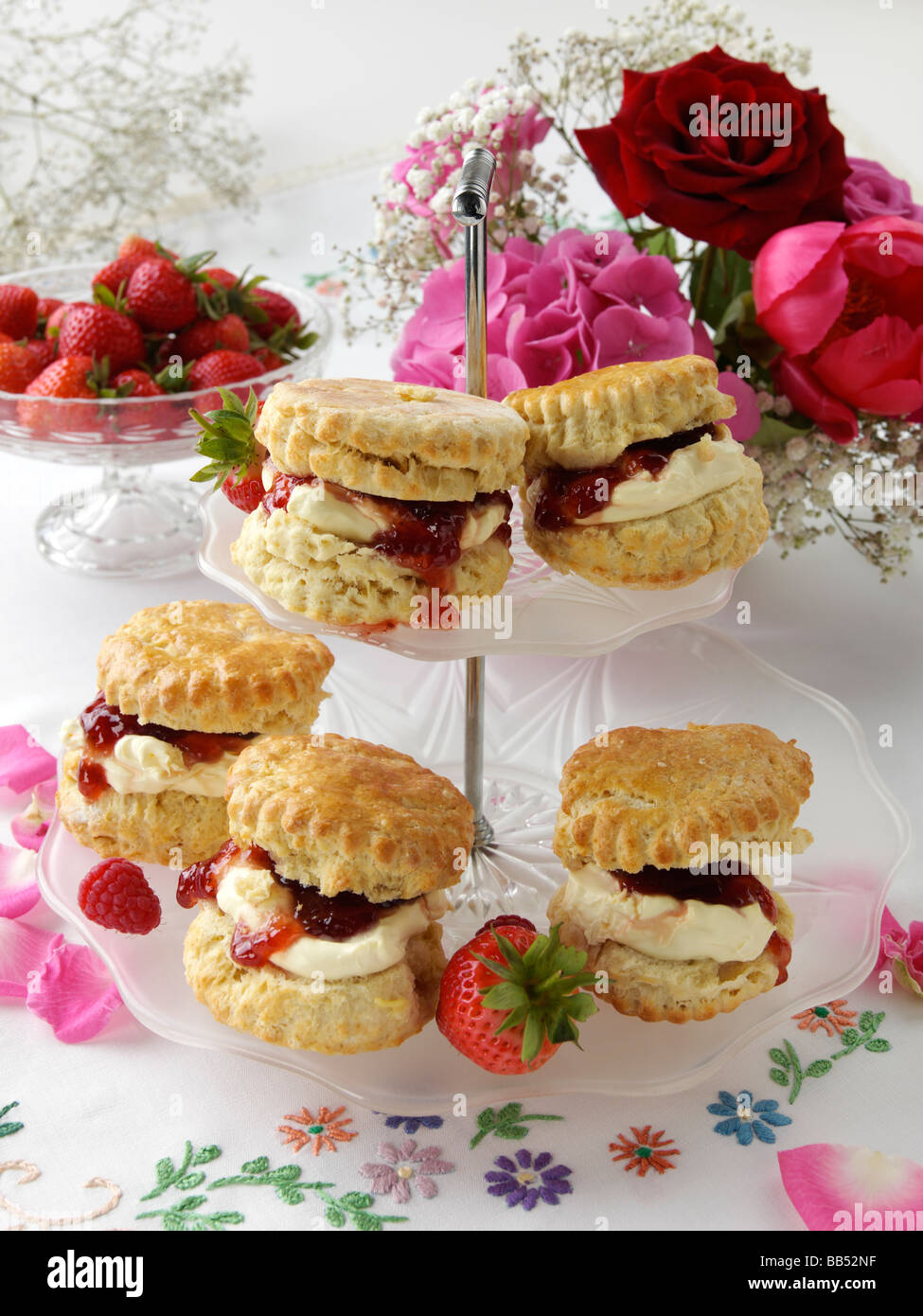 Scones on a cake stand Stock Photo - Alamy