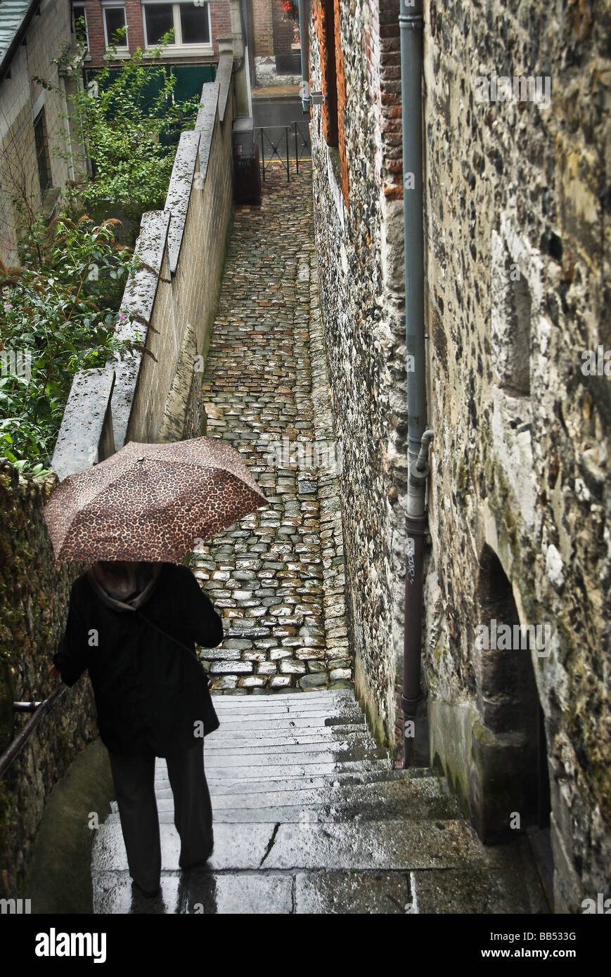 Medieval Stone walkway in Honfleur,France Stock Photo - Alamy