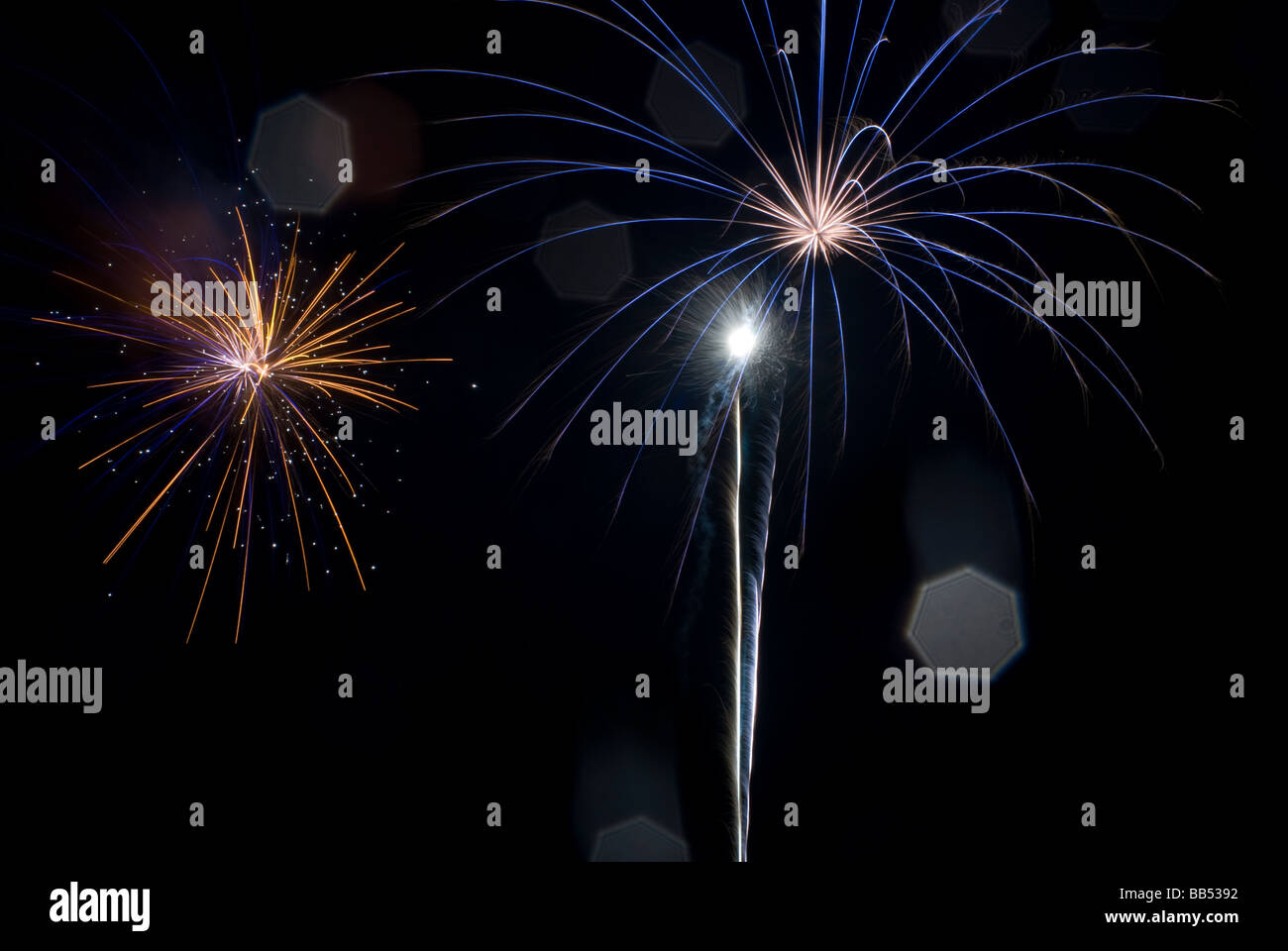 Fireworks exploding in the sky against a black background, July 4th ...