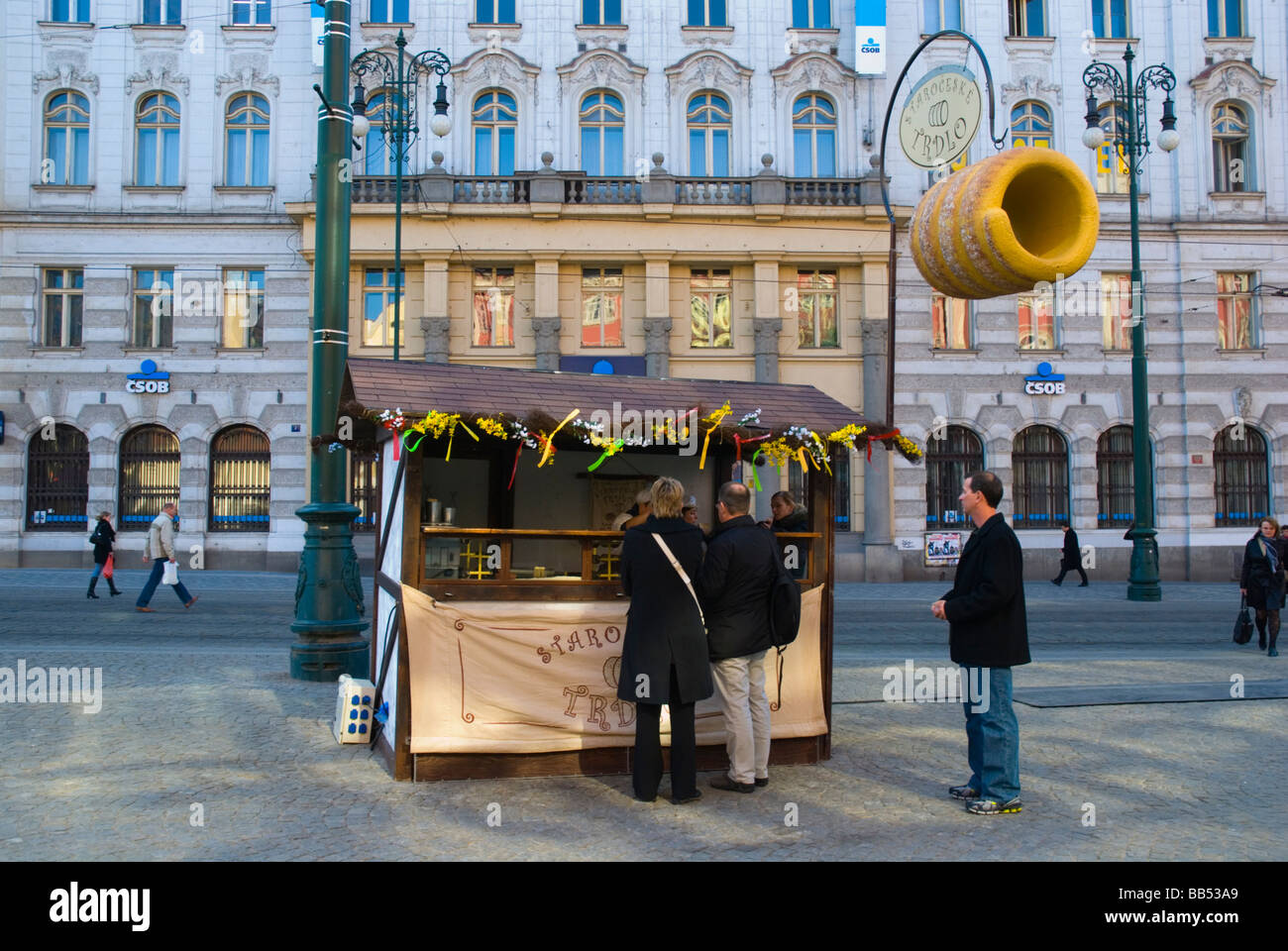 Trdelnik sweet stand at Nam Republiky square in Prague Czech Republic ...
