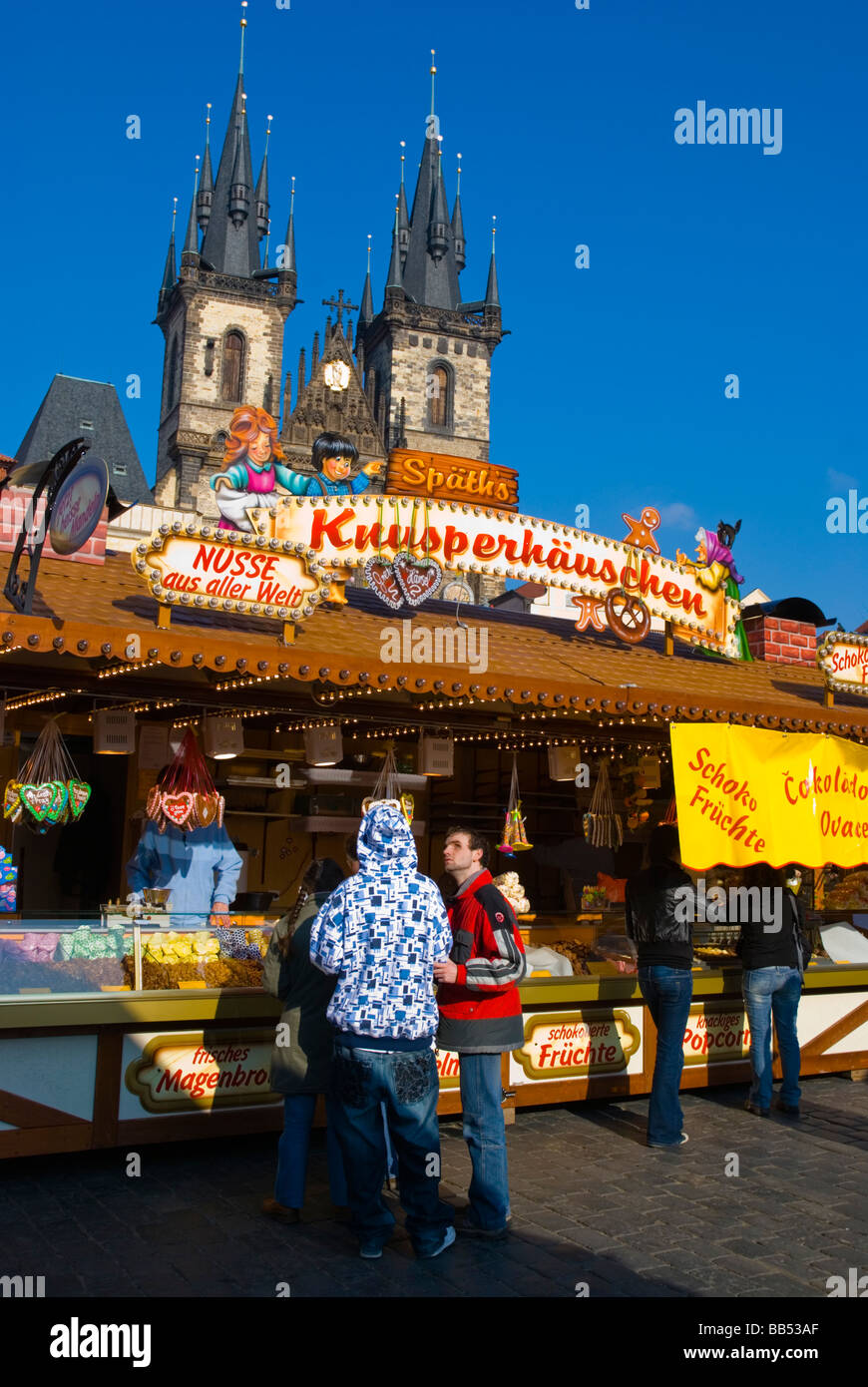 Easter market at old town square in old town Prague Czech Republic ...