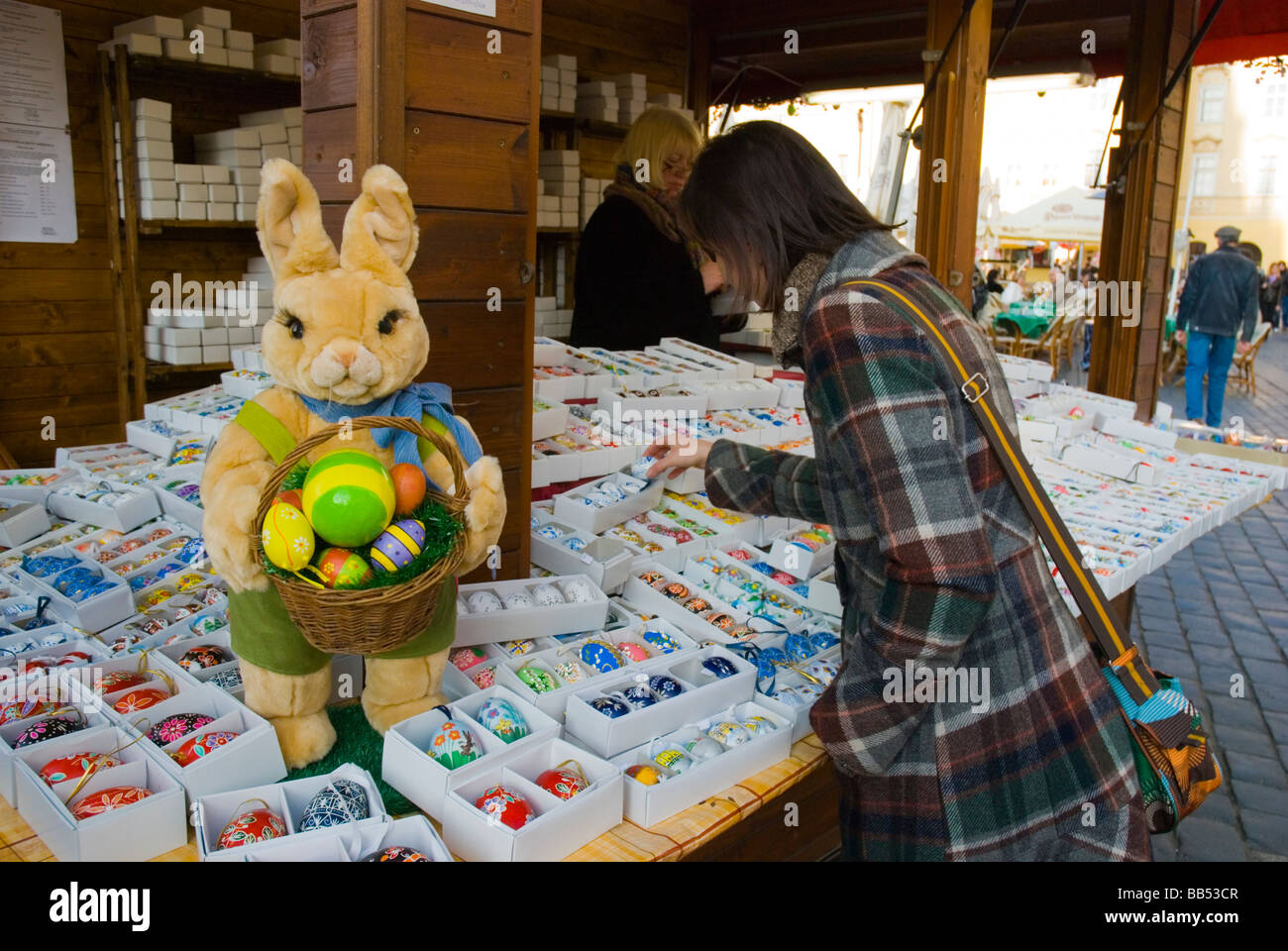 Decorated easter eggs at Easter market at old town square in old town ...