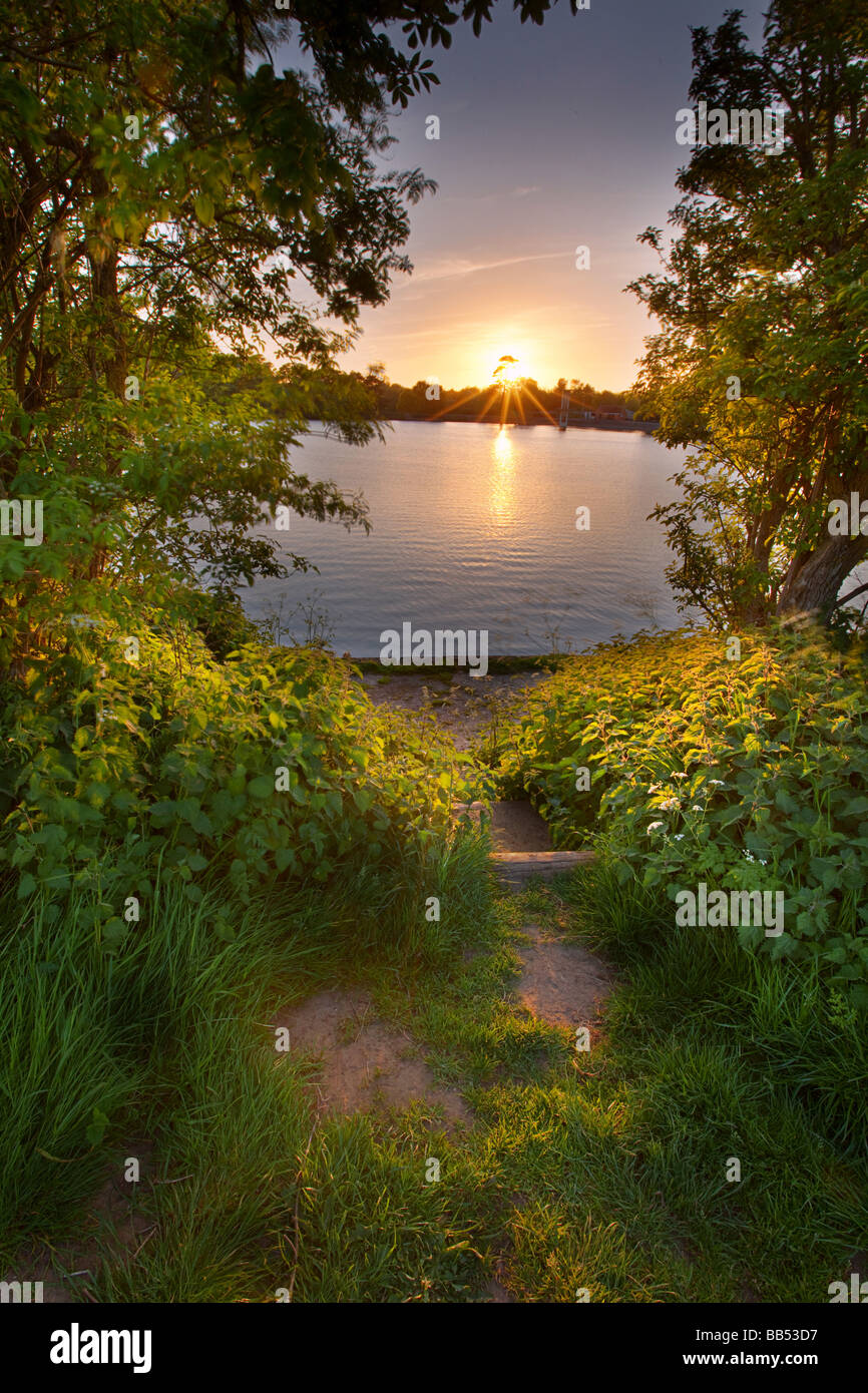 Coate Water Park at Sunset Stock Photo - Alamy