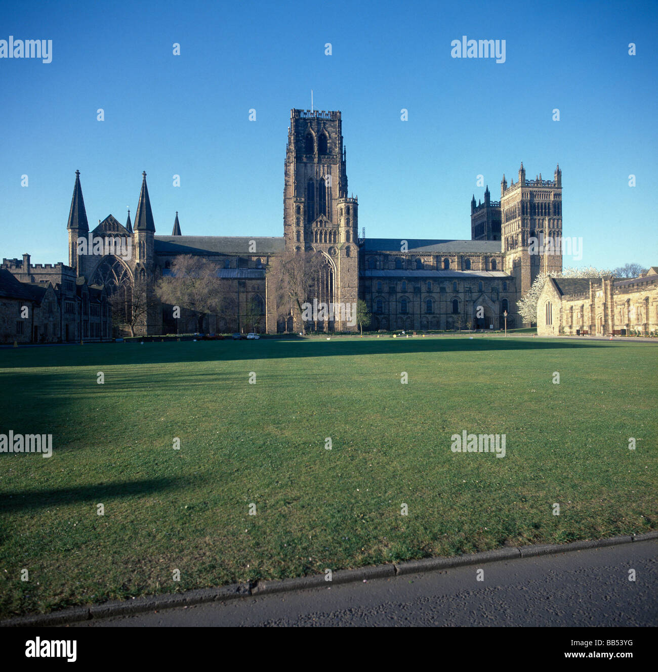 Durham Cathedral the north side seen across Palace Green Stock Photo ...