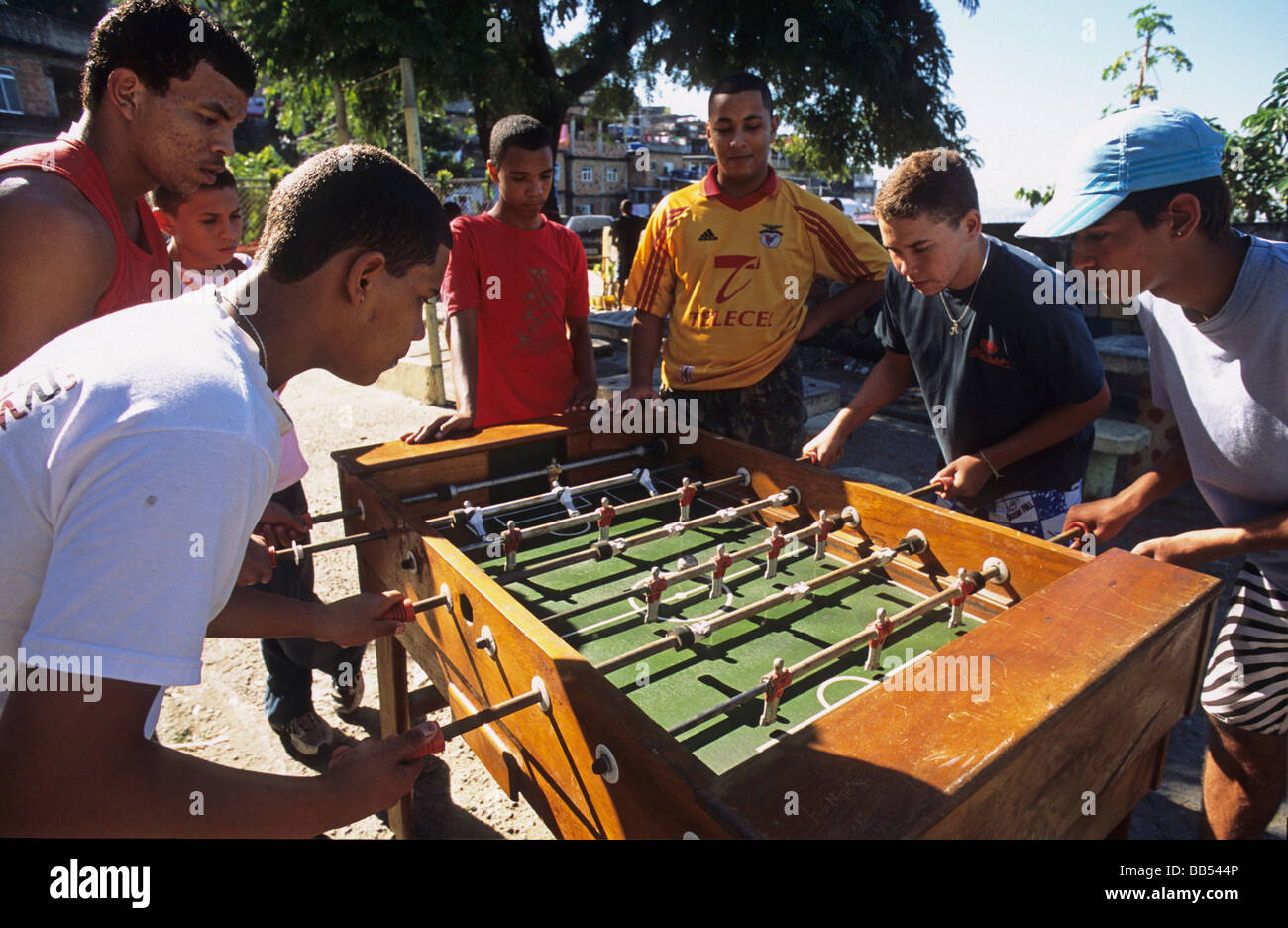 Young Men PlayingTable Football Tavares Bastos Favela Rio de Janeiro ...
