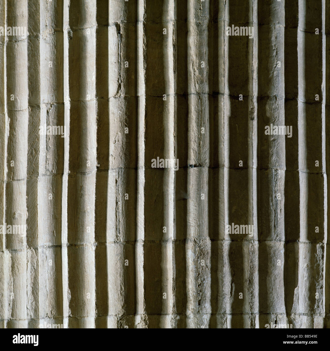 Durham Cathedral column with flutes pattern Stock Photo - Alamy