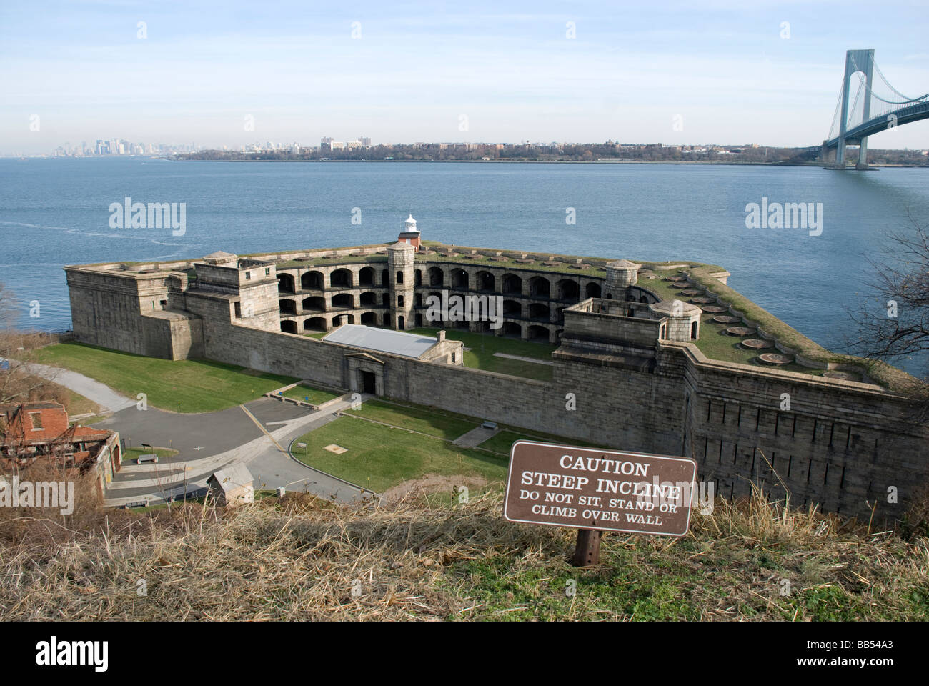 fortification fortress old stone Verrazano narrows horizontal ocean ...