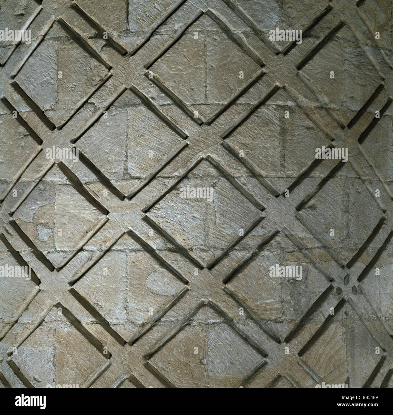 Durham Cathedral, carved diaper or diamond pattern on cylindrical ...
