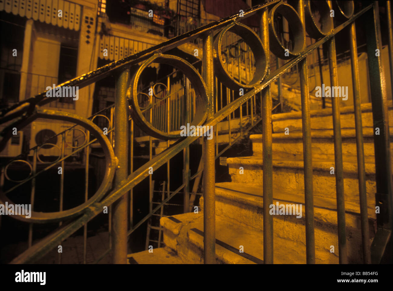 Staircase at night Stock Photo - Alamy