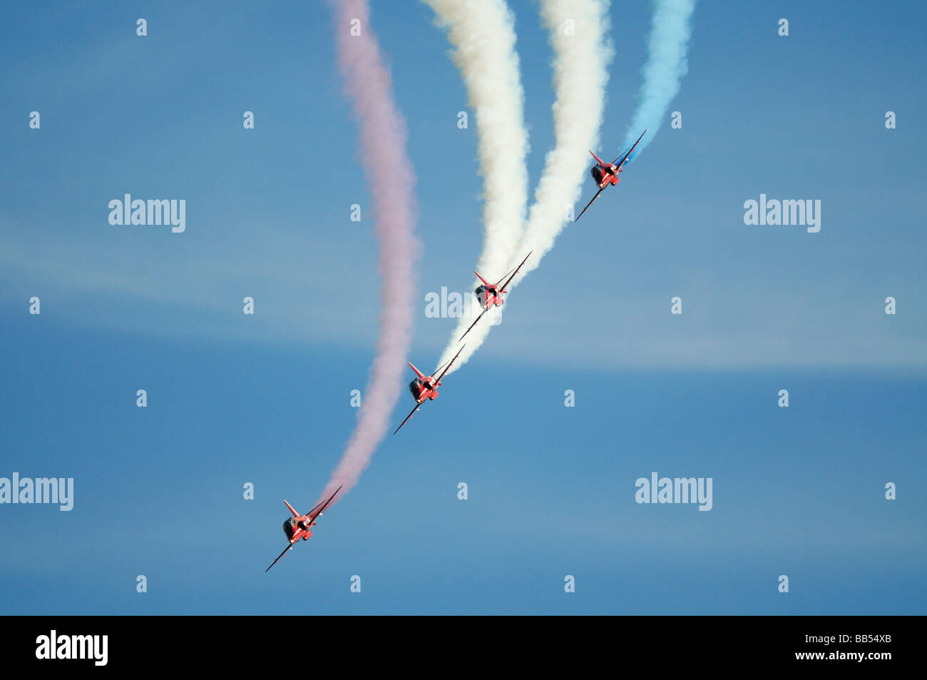Red Arrows Hawk aircraft swoop by during their display at Dawlish ...