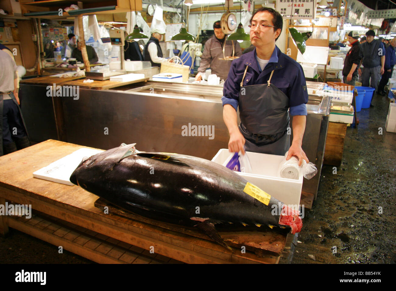 Tsukiji central wholesale fish market Tokyo, Japan Stock Photo - Alamy