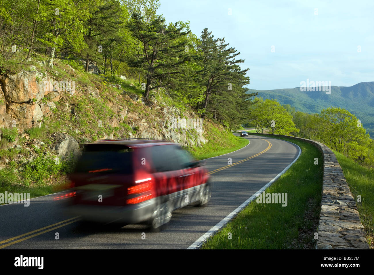 The Skyline Drive winds along the top of the Blue Ridge Mountains near ...