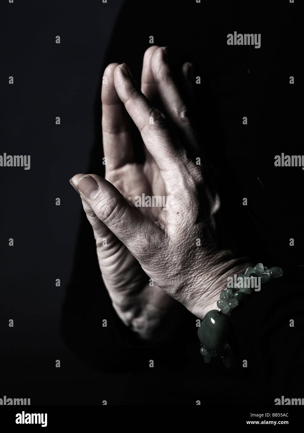 yoga hands position behind back prayer postion Stock Photo - Alamy
