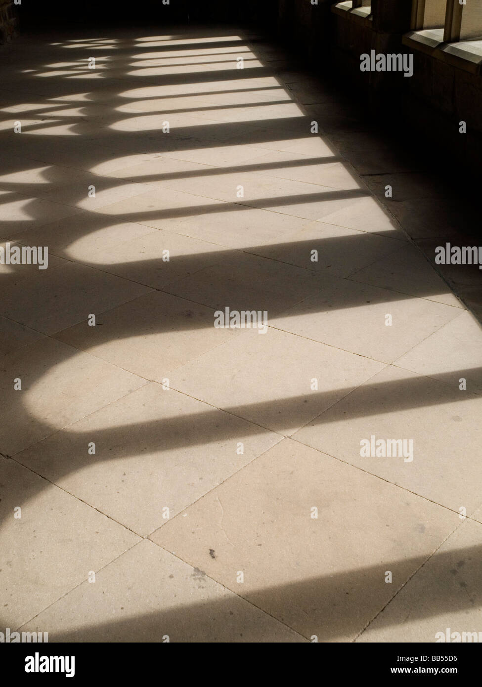 Shadows of the windows on the groud in the cloisters at Durham ...