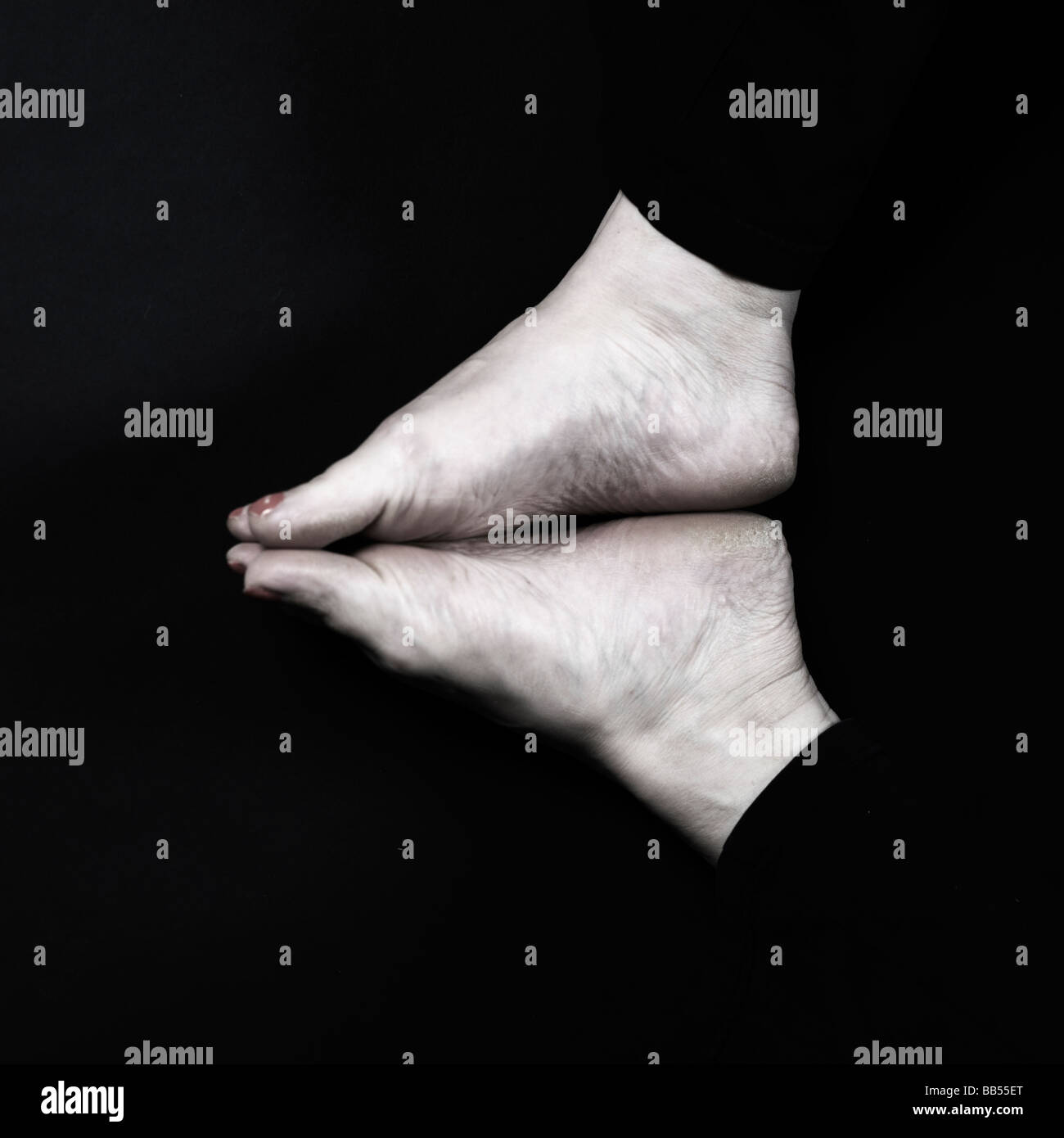 yoga pose joined feet detail Stock Photo - Alamy