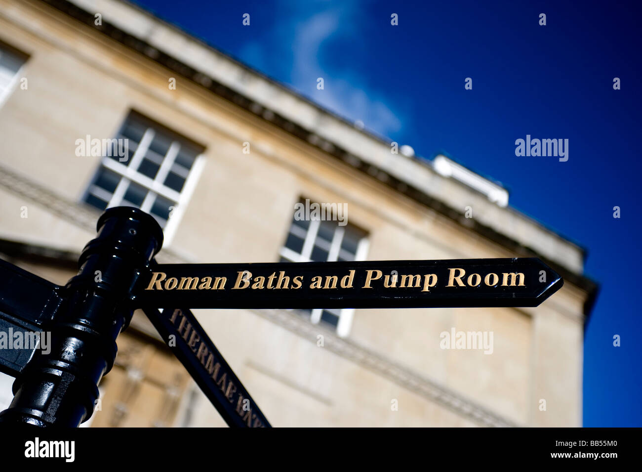 Bath, Roman bath street sign, Avon, England Stock Photo - Alamy