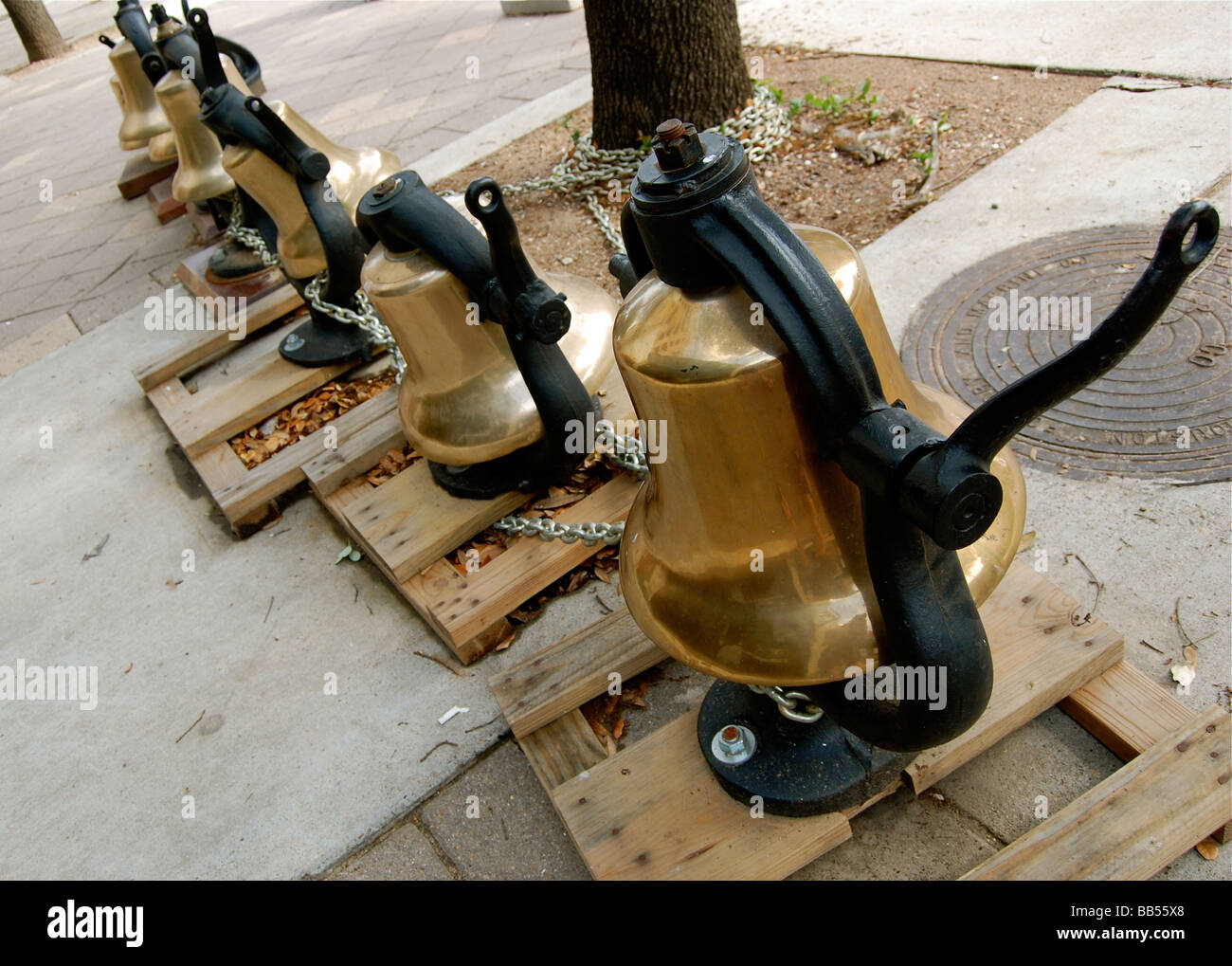 Row of Bells in Downtown Houston, Texas, USA Stock Photo - Alamy