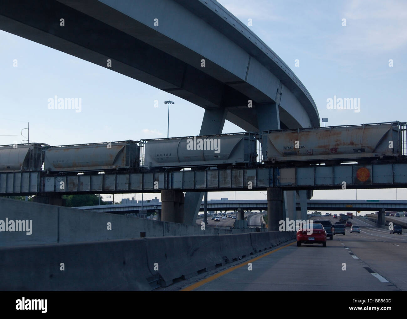 Highway intersection with rail line in Houston, Texas Stock Photo - Alamy