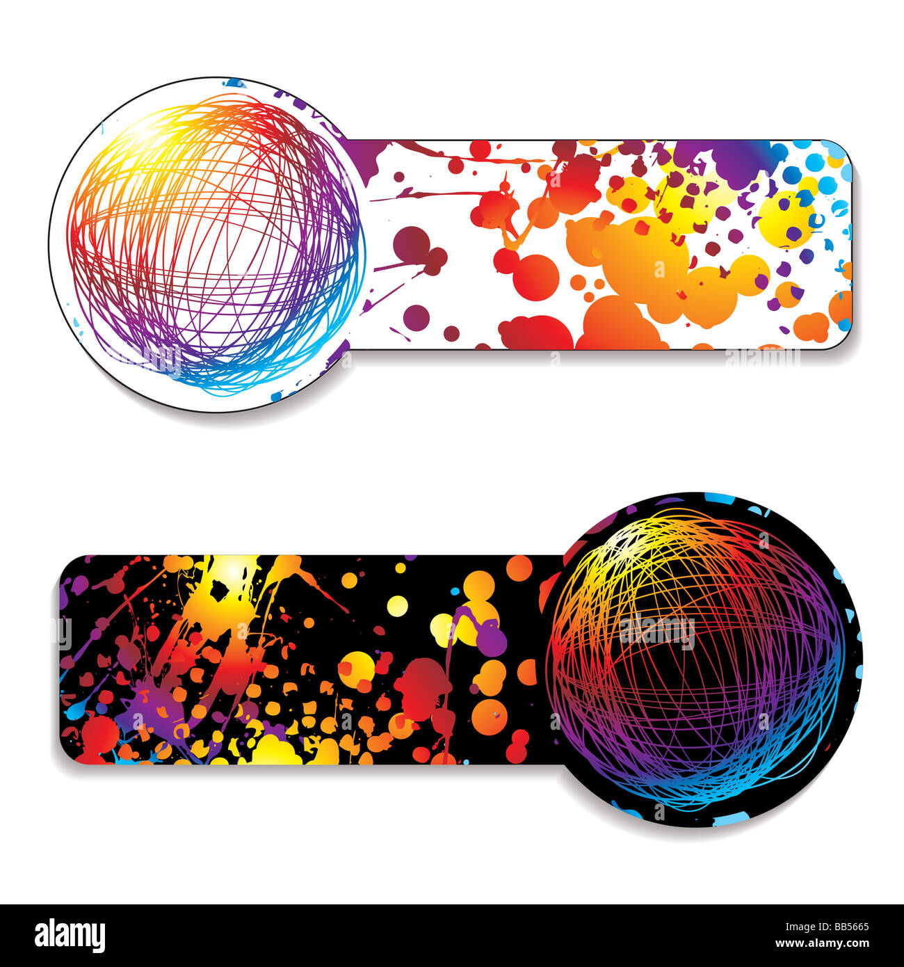Rainbow ink splat with scribble icon and color variation Stock Photo ...