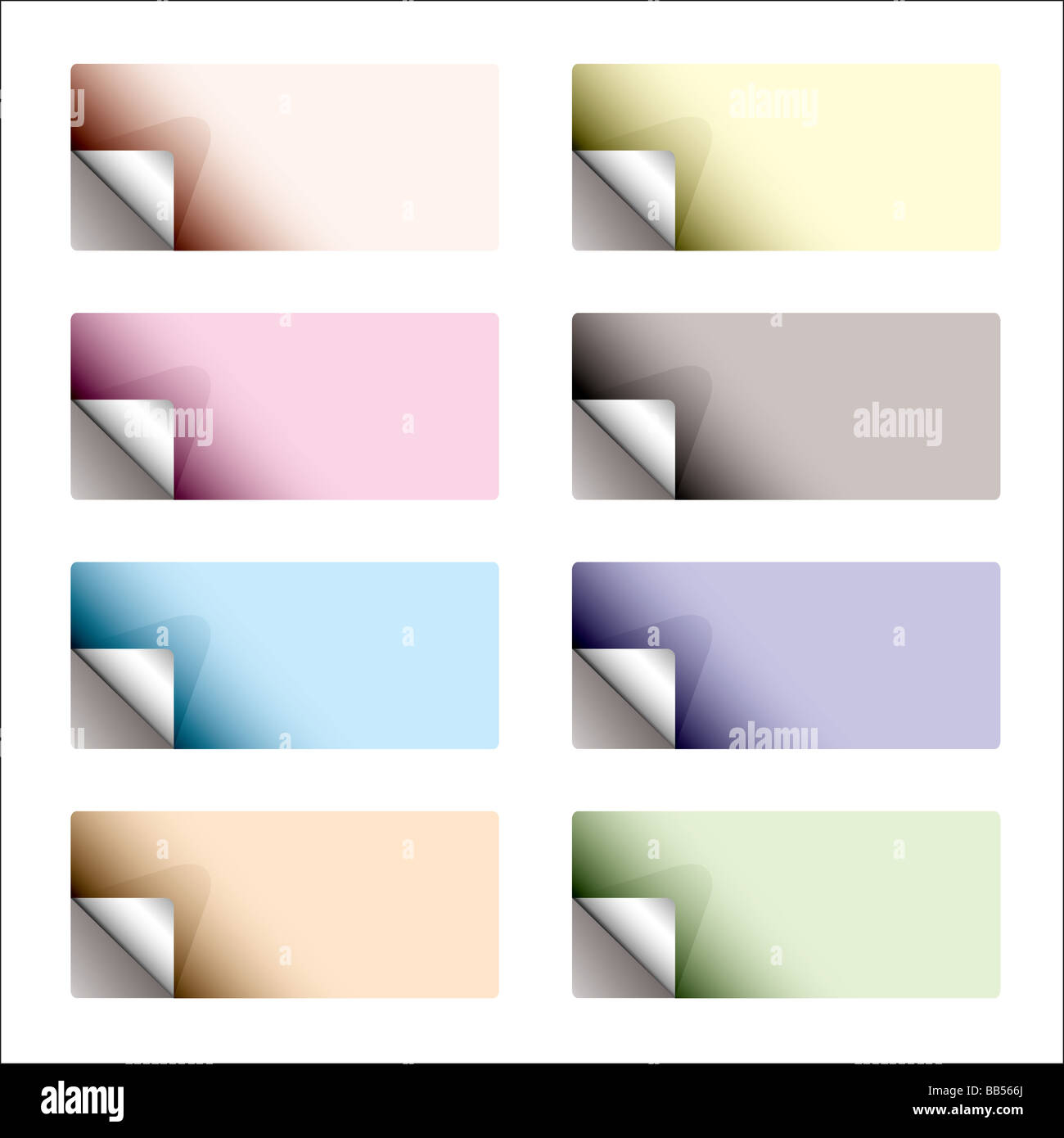 Subtle oblong sticker with page curl and backing Stock Photo - Alamy