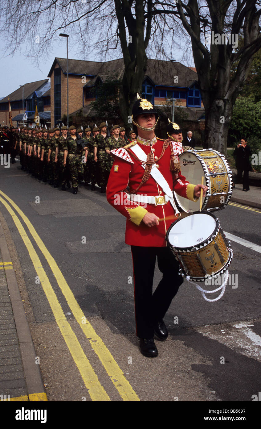 Drum Major Leading The Mercian Regiment Through The Streets Of Stafford ...