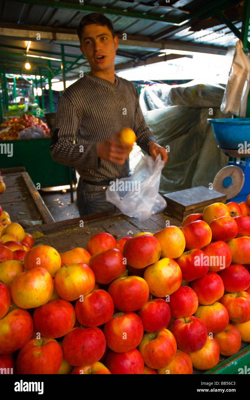 Apple seller at Carsija market in Skopje Macedonia Europe Stock Photo ...