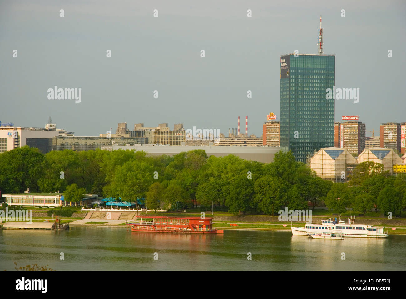 Danube riverside with new part of Belgrade Serbia Europe Stock Photo ...