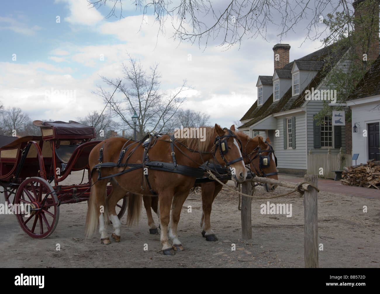 Carriage and horses colonial williamsburg virginia hi-res stock ...