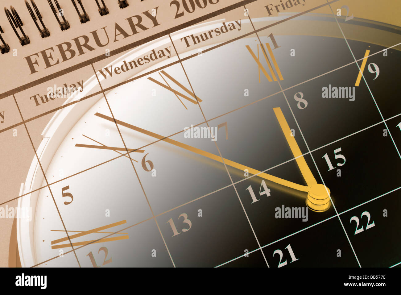 Calendar and Clock Stock Photo - Alamy