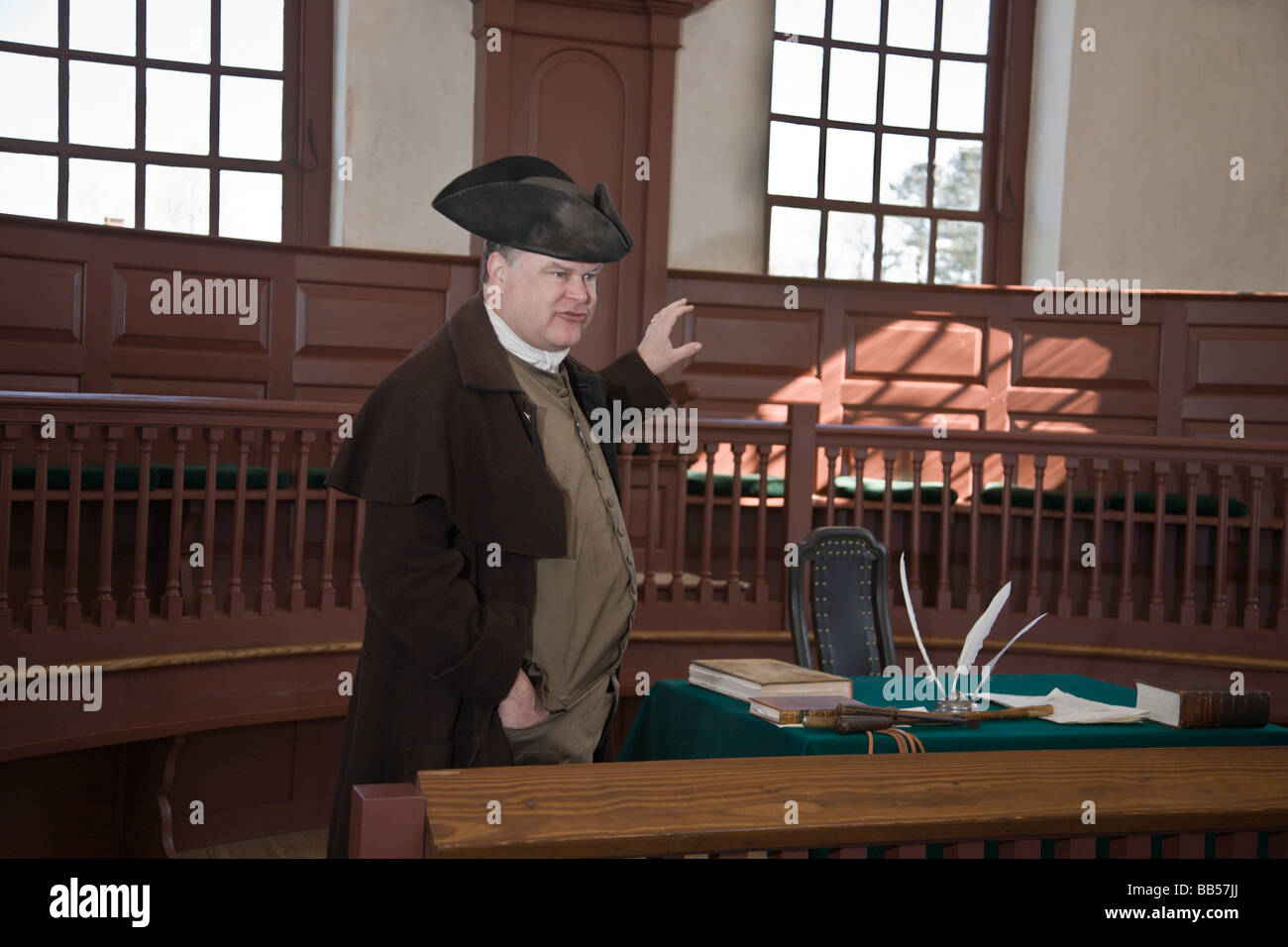 A period actor in the Courthouse at Colonial Williamsburg explains the ...
