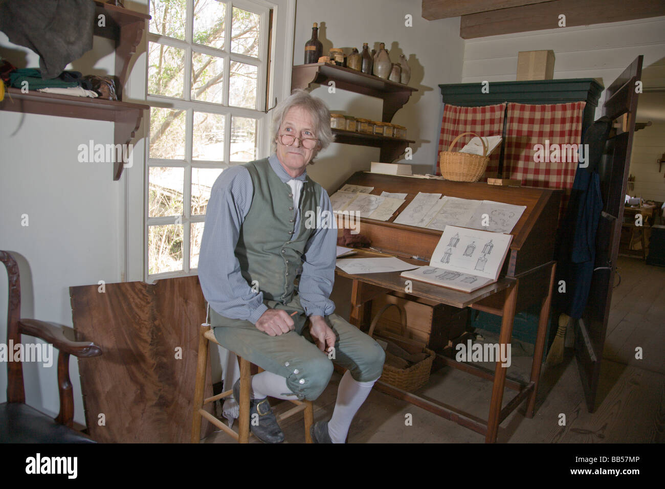 Cabinet maker's workshop in Colonial Williamsburg, Virginia Stock Photo ...