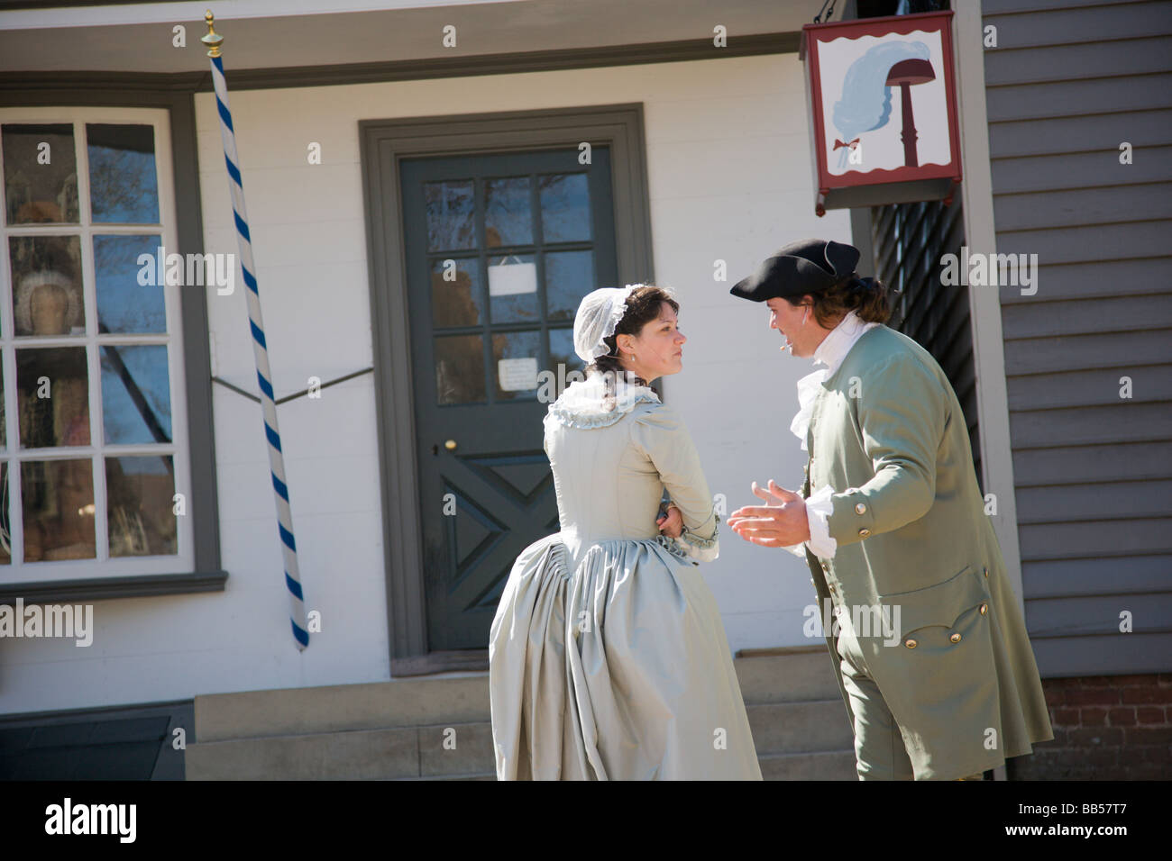 Two period actors reenact daily life in Colonial Williamsburg, Virginia ...