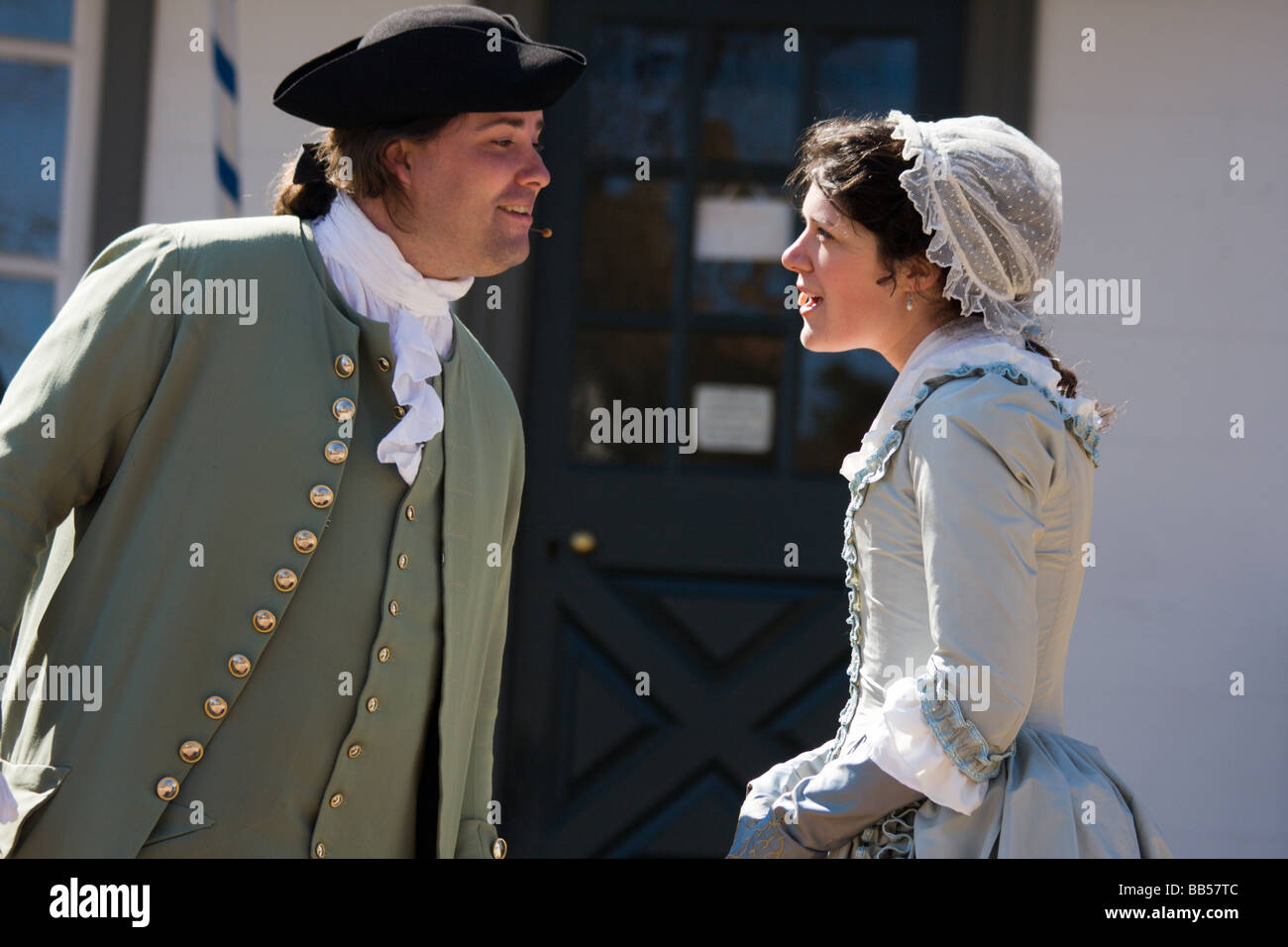 Two period actors reenact daily life in Colonial Williamsburg, Virginia ...