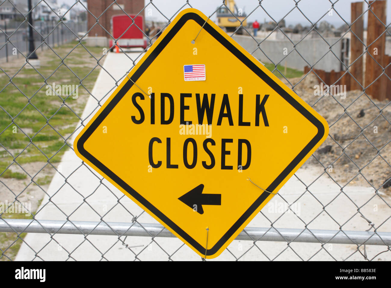 Sidewalk closed sign with American Flag Sticker Stock Photo - Alamy