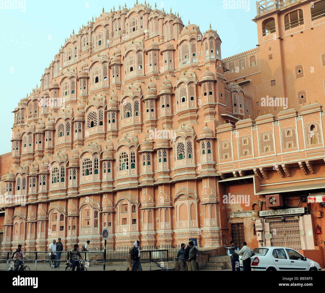 The red and pink sandstone facade of Hawa Mahal, the Palace of the ...