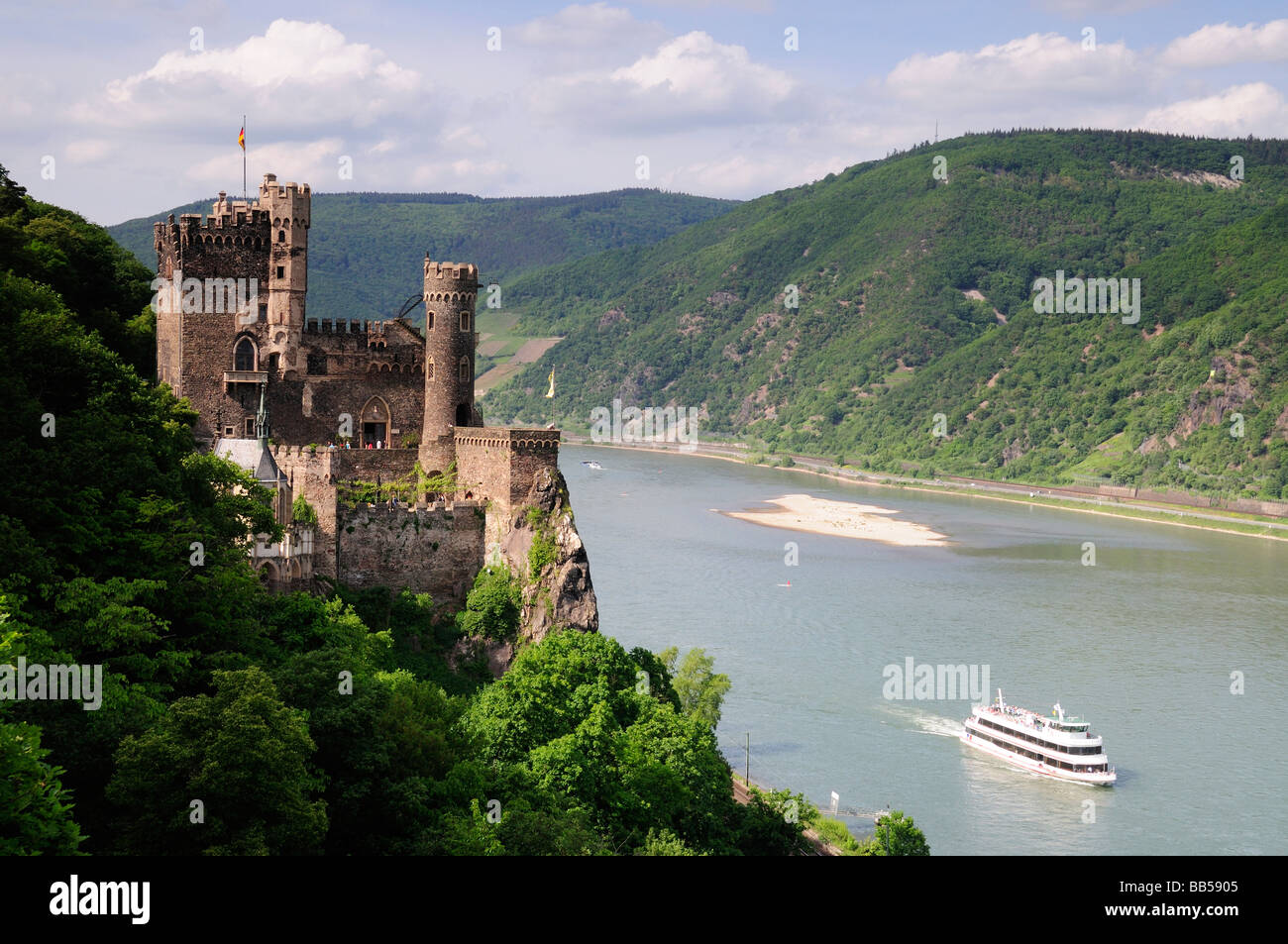 Burg Rheinstein castle on Rhine river, Germany Stock Photo - Alamy