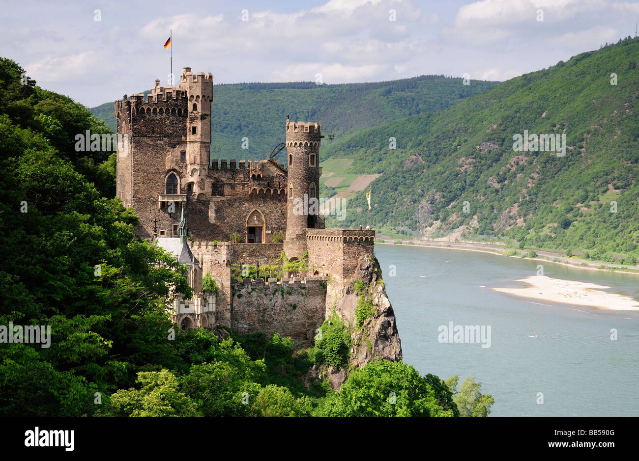Burg Rheinstein castle on Rhine river, Germany Stock Photo - Alamy