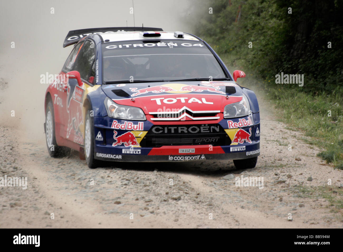 Sébastien Loeb and Daniel Elena driving a Citroen C4 at the 2008 ...