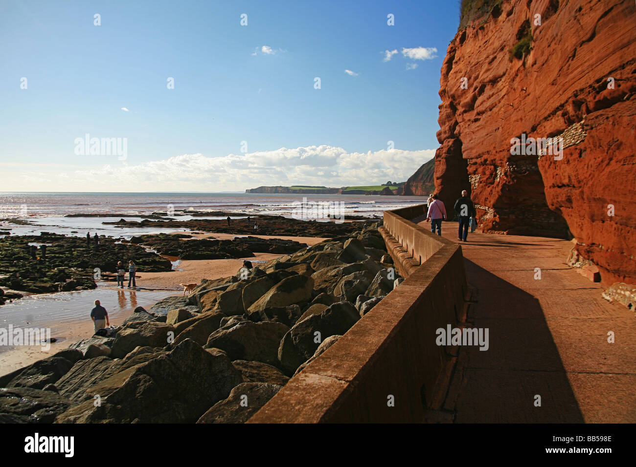 The red sandstone cliffs of the 'Jurassic Coast' at Sidmouth, Devon ...